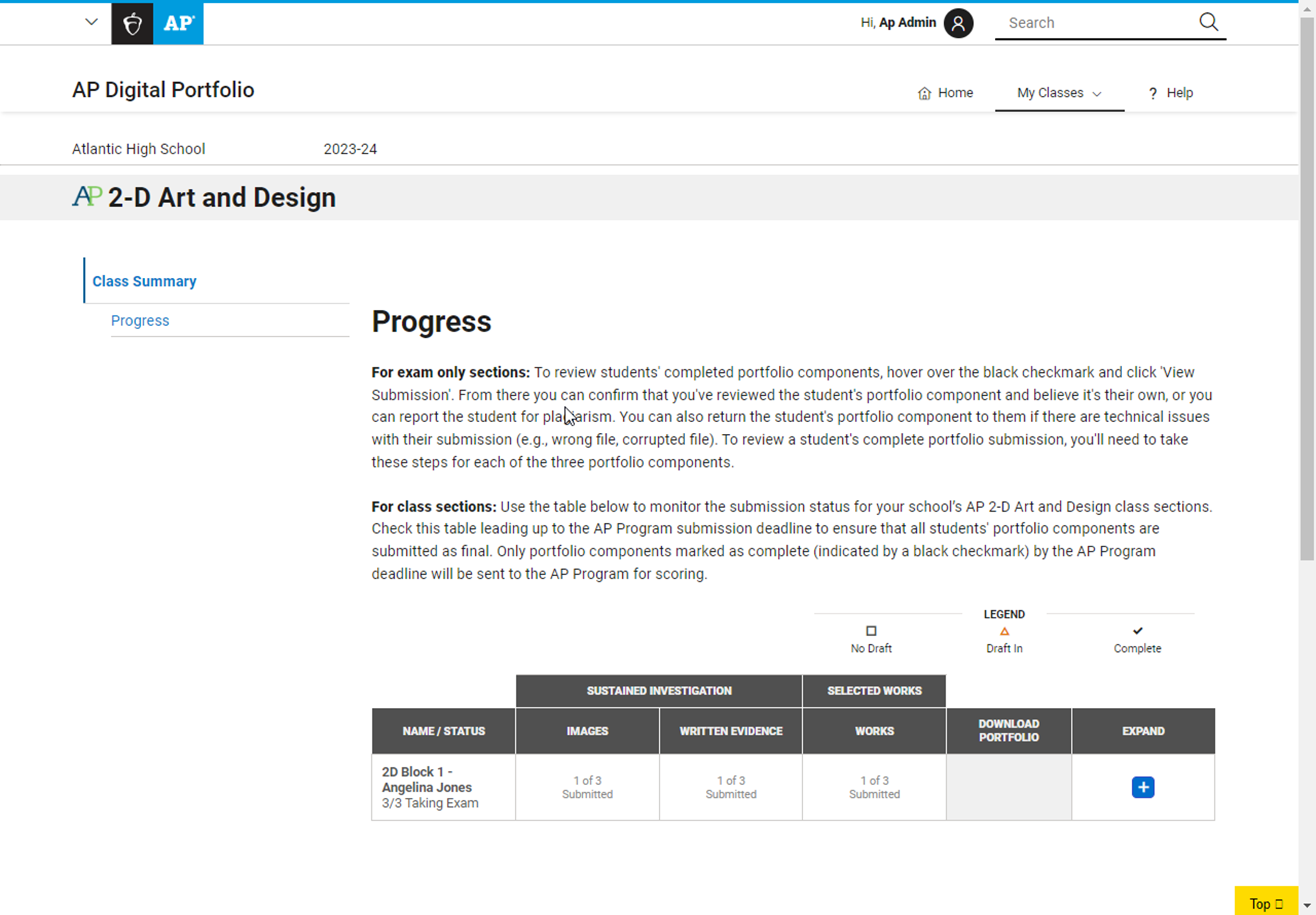 Reviewing Portfolio Submission Progress – AP Central | College Board